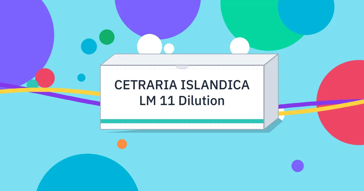 Symbolbild: Packung mit der Aufschrift CETRARIA ISLANDICA LM 11 Dilution (PZN 12812051) – Verfügbarkeit und Bezug in Apotheken in Frankfurt am Main