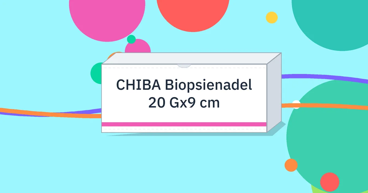 Symbolbild: Packung mit der Aufschrift CHIBA Biopsienadel 20 Gx9 cm (PZN 00295254) – Verfügbarkeit und Bezug in Apotheken in Frankfurt am Main