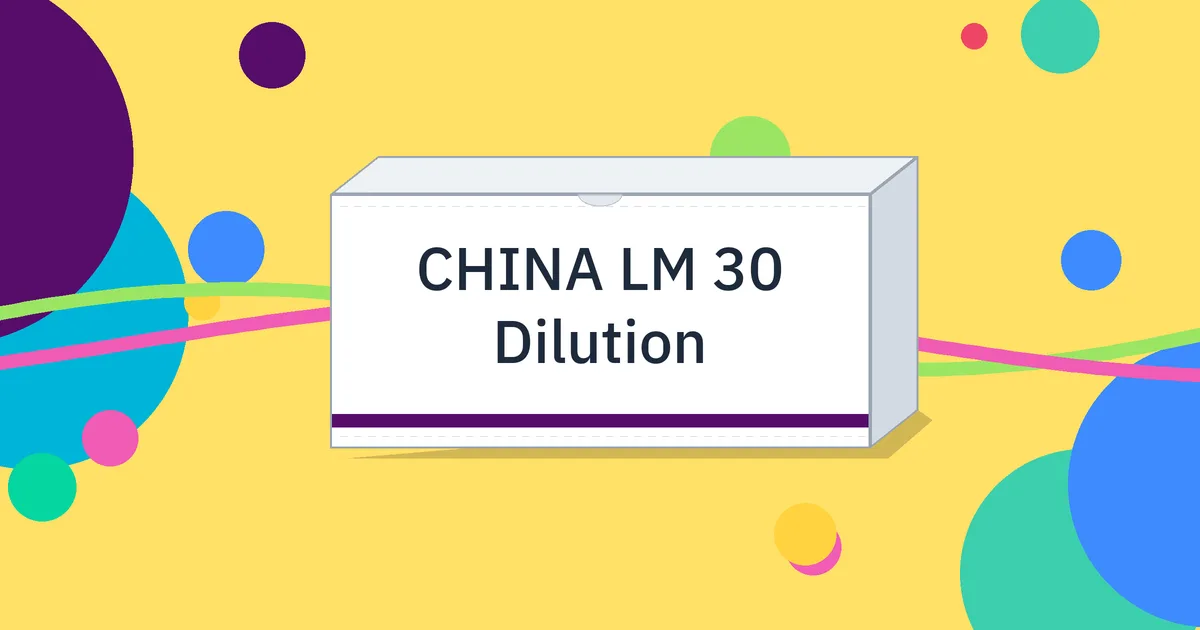 Symbolbild: Packung mit der Aufschrift CHINA LM 30 Dilution (PZN 03504126) – Verfügbarkeit und Bezug in Apotheken in Frankfurt am Main