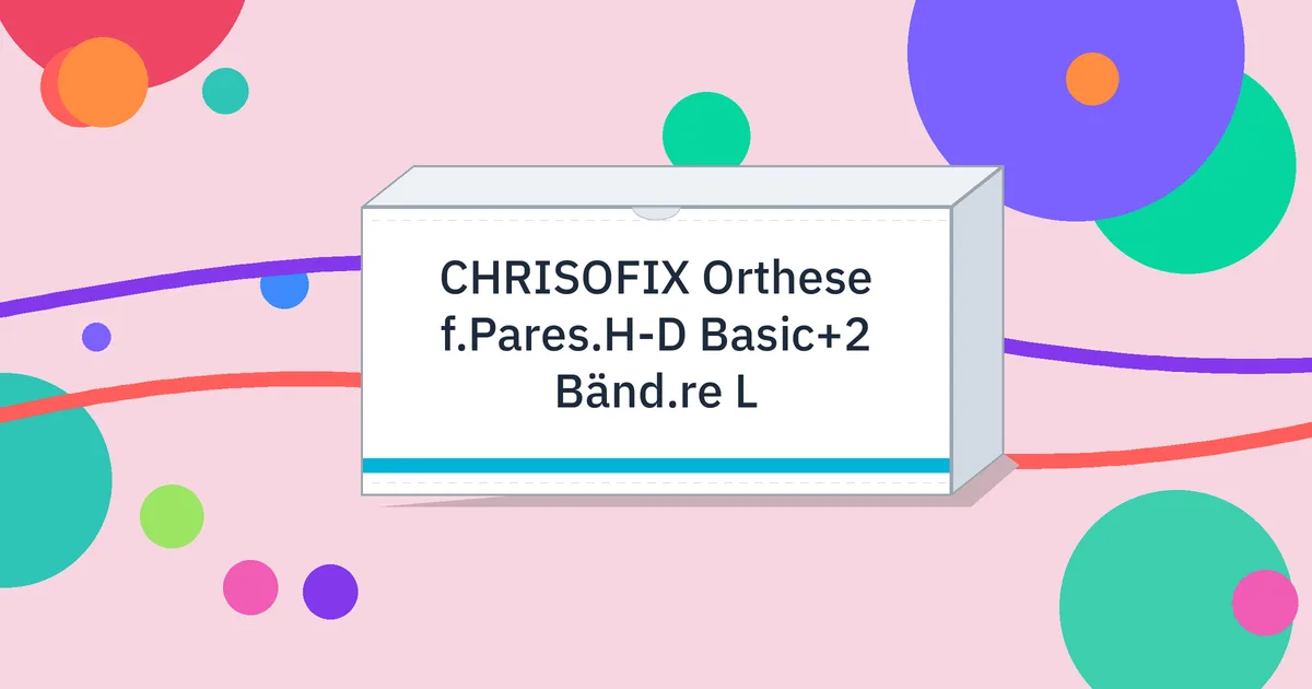 Symbolbild: Packung mit der Aufschrift CHRISOFIX Orthese f.Pares.H-D Basic+2 Bänd.re L (PZN 17586607) – Verfügbarkeit und Bezug in Apotheken in Frankfurt am Main