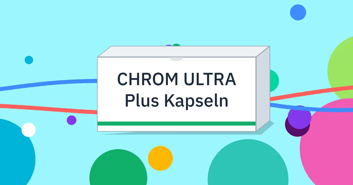 Symbolbild: Packung mit der Aufschrift CHROM ULTRA Plus Kapseln (PZN 15575806) – Verfügbarkeit und Bezug in Apotheken in Frankfurt am Main