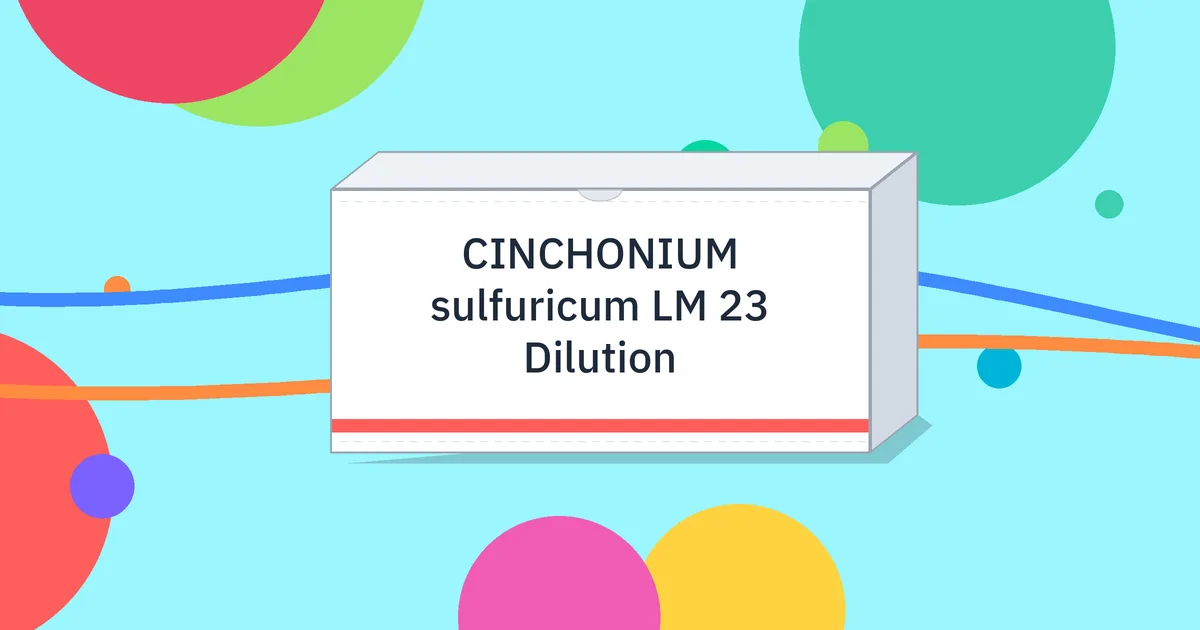 Symbolbild: Packung mit der Aufschrift CINCHONIUM sulfuricum LM 23 Dilution (PZN 13446571) – Verfügbarkeit und Bezug in Apotheken in Frankfurt am Main