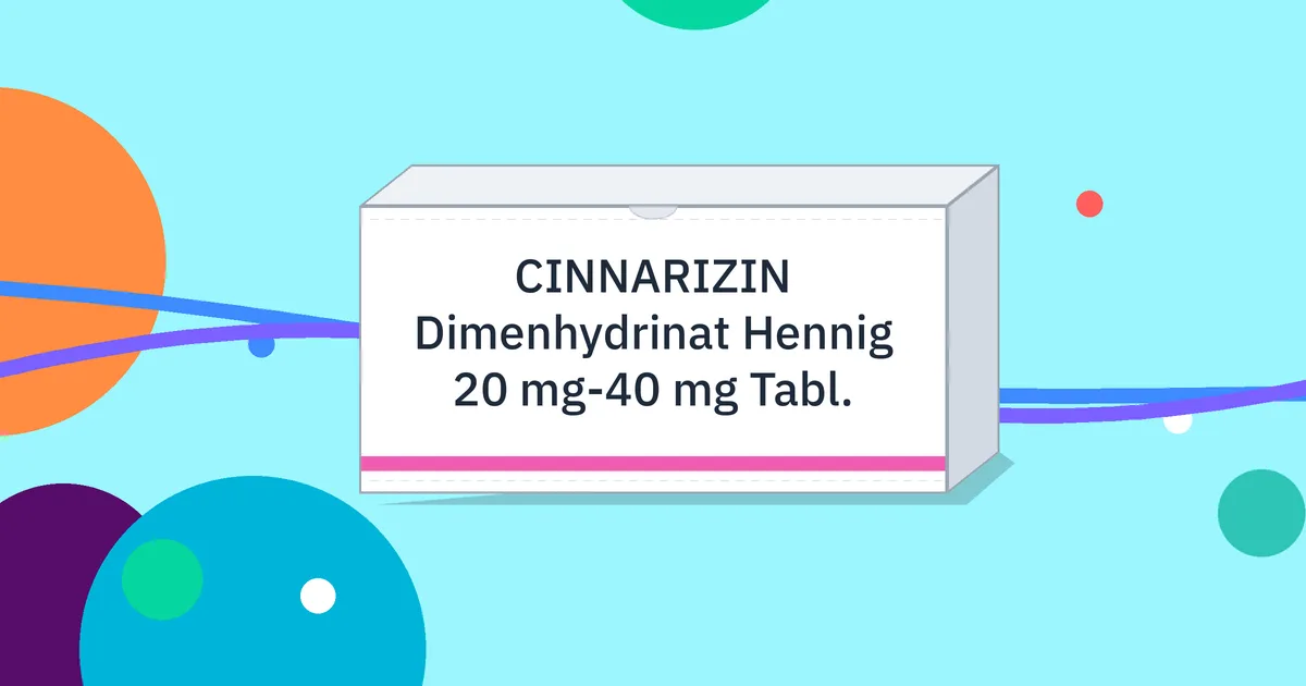 Symbolbild: Packung mit der Aufschrift CINNARIZIN Dimenhydrinat Hennig 20 mg-40 mg Tabl. (PZN 11083199) – Verfügbarkeit und Bezug in Apotheken in Frankfurt am Main