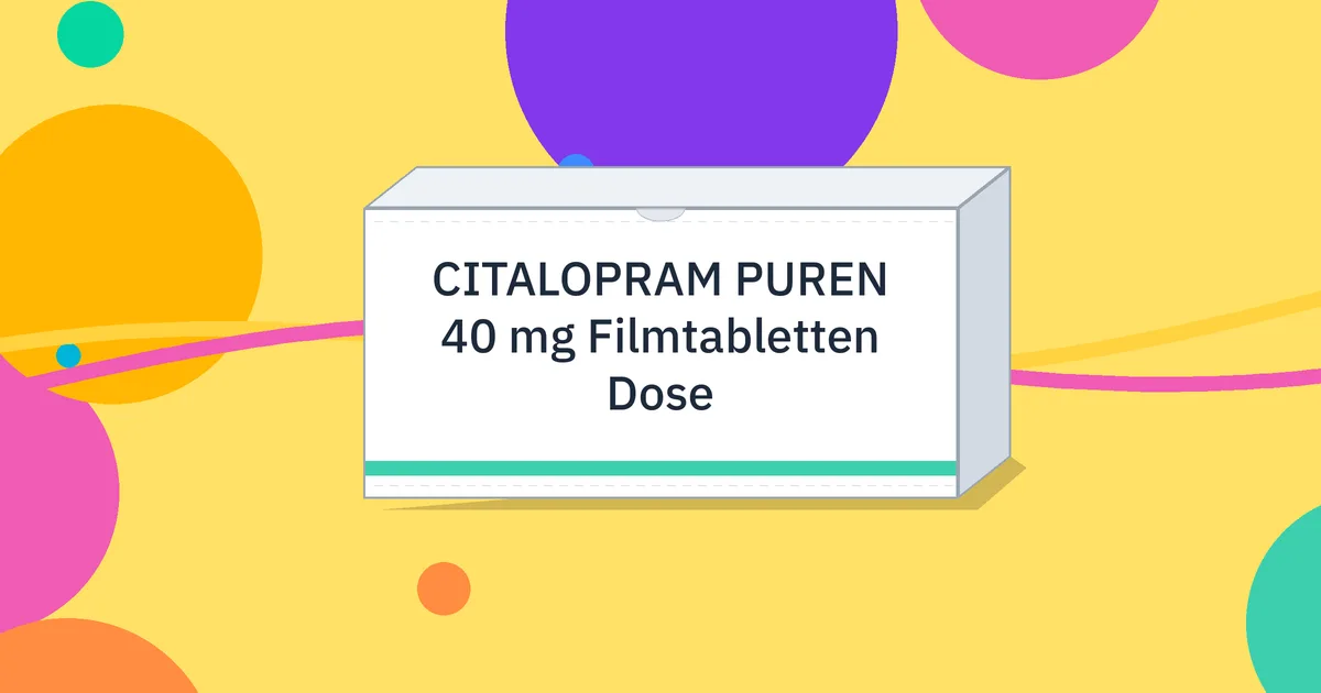 Symbolbild: Packung mit der Aufschrift CITALOPRAM PUREN 40 mg Filmtabletten Dose (PZN 15616675) – Verfügbarkeit und Bezug in Apotheken in Frankfurt am Main