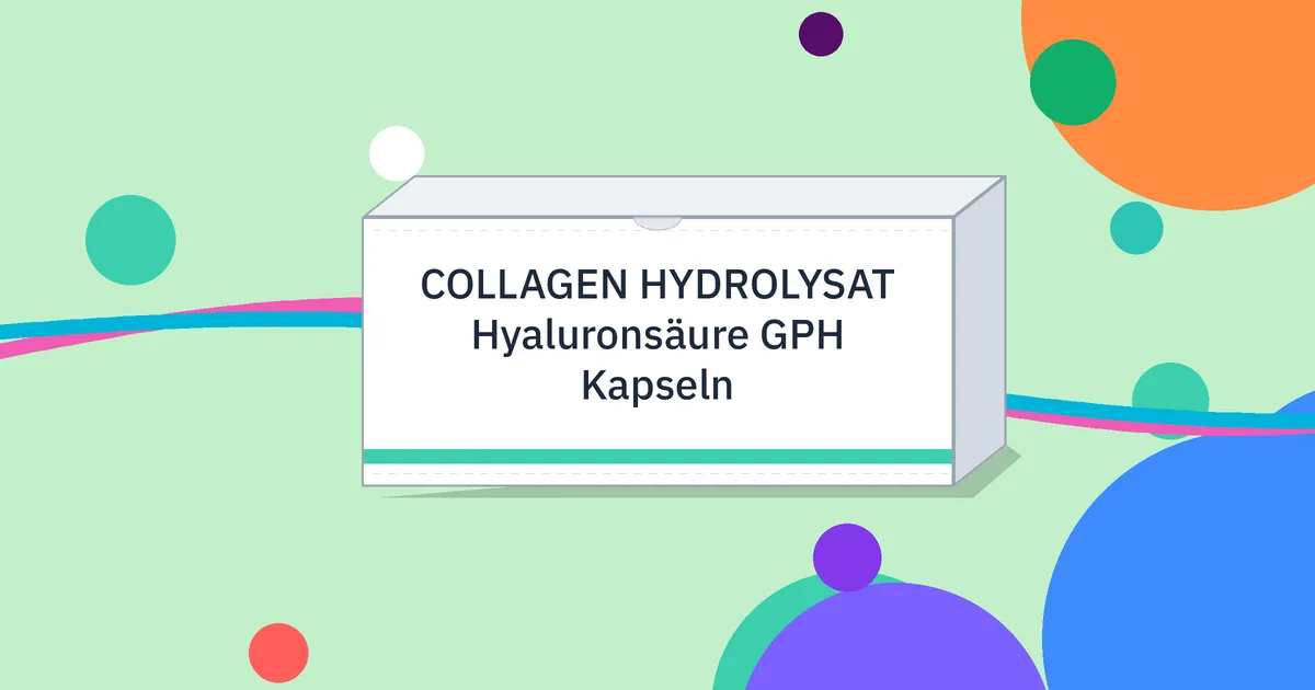 Symbolbild: Packung mit der Aufschrift COLLAGEN HYDROLYSAT Hyaluronsäure GPH Kapseln (PZN 09323928) – Verfügbarkeit und Bezug in Apotheken in Frankfurt am Main