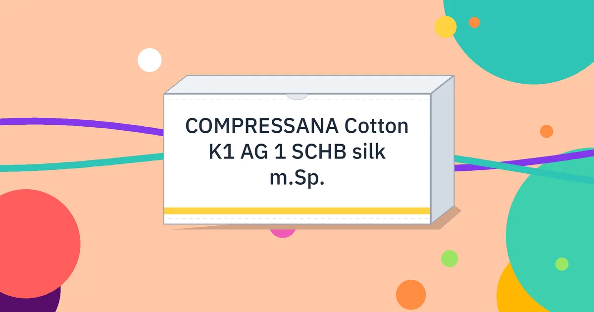 Symbolbild: Packung mit der Aufschrift COMPRESSANA Cotton K1 AG 1 SCHB silk m.Sp. (PZN 16959495) – Verfügbarkeit und Bezug in Apotheken in Frankfurt am Main