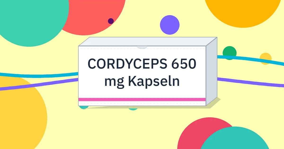 Symbolbild: Packung mit der Aufschrift CORDYCEPS 650 mg Kapseln (PZN 18487310) – Verfügbarkeit und Bezug in Apotheken in Frankfurt am Main