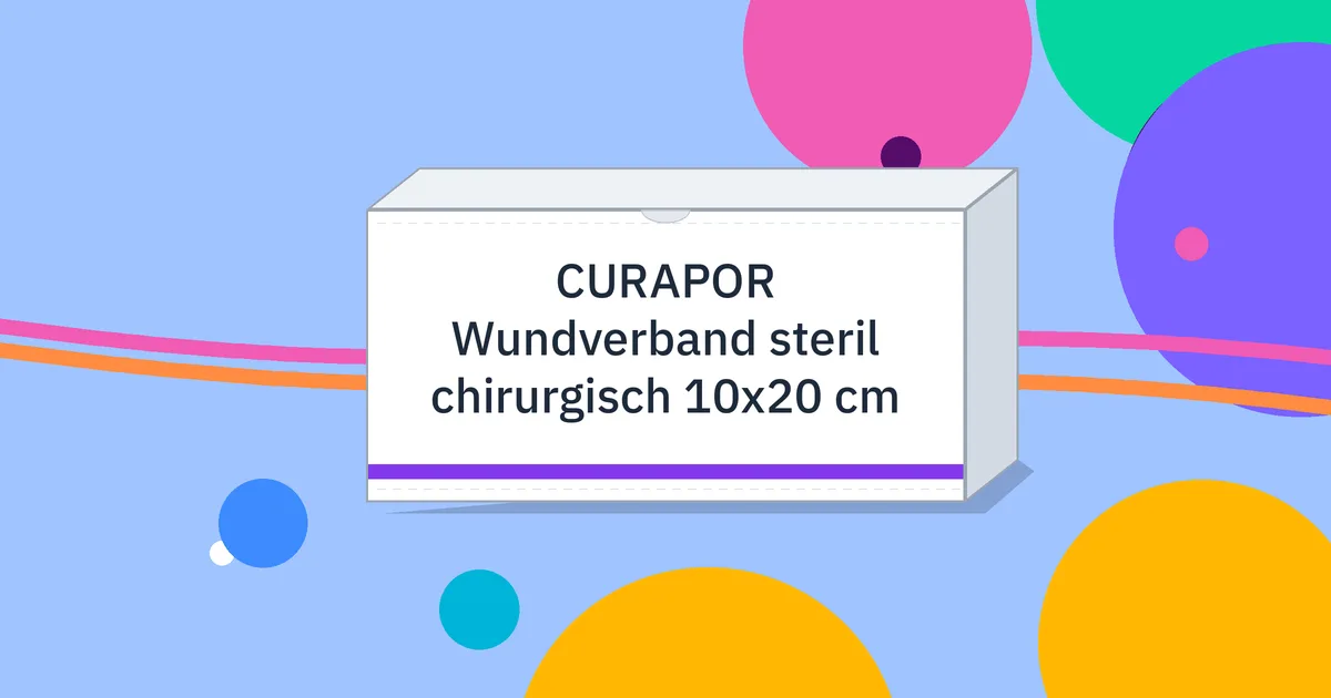 Symbolbild: Packung mit der Aufschrift CURAPOR Wundverband steril chirurgisch 10x20 cm (PZN 17433683) – Verfügbarkeit und Bezug in Apotheken in Frankfurt am Main