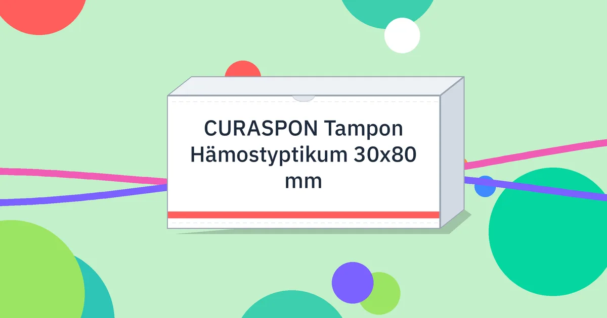 Symbolbild: Packung mit der Aufschrift CURASPON Tampon Hämostyptikum 30x80 mm (PZN 16210188) – Verfügbarkeit und Bezug in Apotheken in Frankfurt am Main