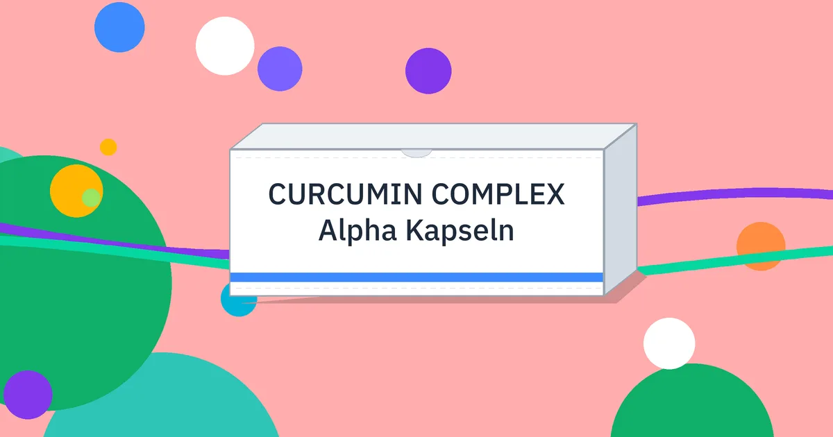Symbolbild: Packung mit der Aufschrift CURCUMIN COMPLEX Alpha Kapseln (PZN 16124626) – Verfügbarkeit und Bezug in Apotheken in Frankfurt am Main