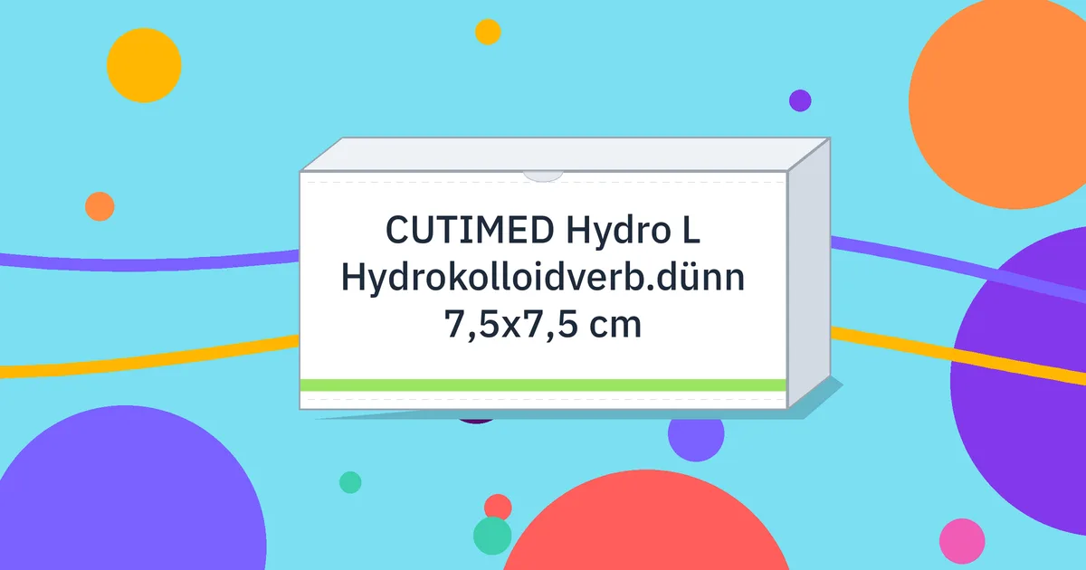 Symbolbild: Packung mit der Aufschrift CUTIMED Hydro L Hydrokolloidverb.dünn 7,5x7,5 cm (PZN 16828250) – Verfügbarkeit und Bezug in Apotheken in Frankfurt am Main