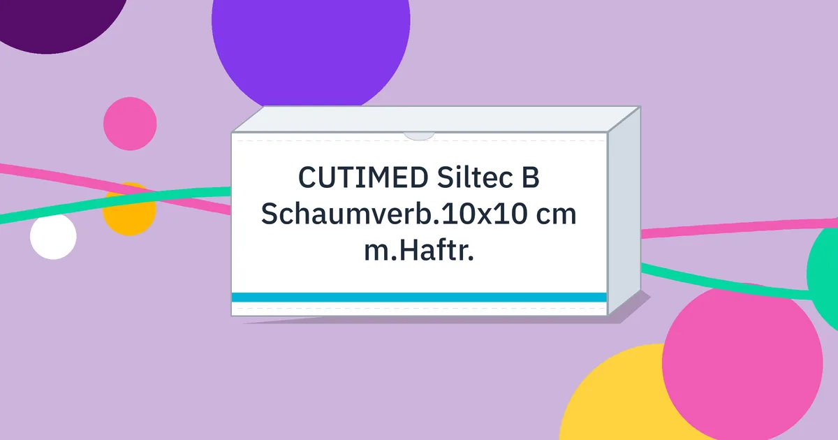 Symbolbild: Packung mit der Aufschrift CUTIMED Siltec B Schaumverb.10x10 cm m.Haftr. (PZN 17310621) – Verfügbarkeit und Bezug in Apotheken in Frankfurt am Main