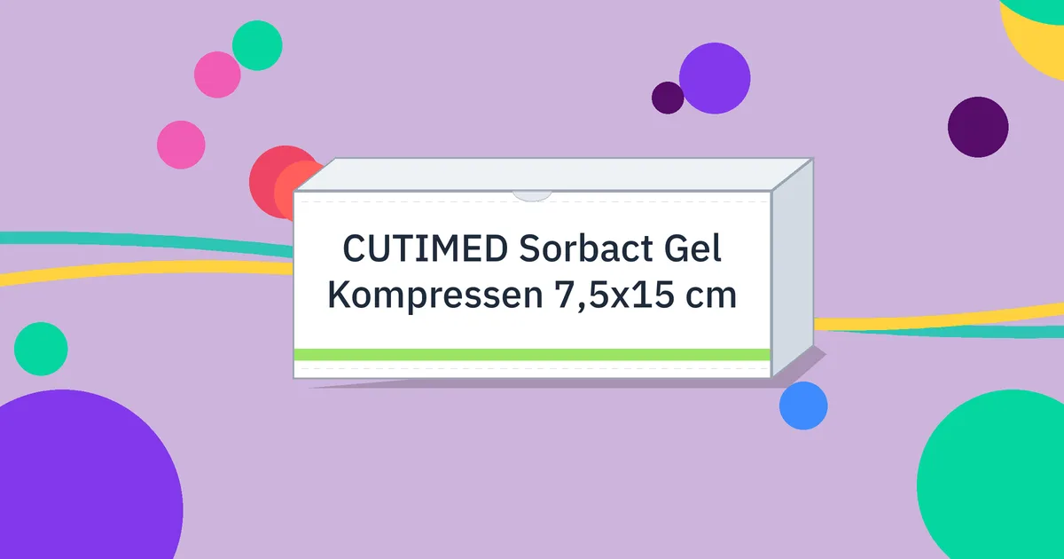 Symbolbild: Packung mit der Aufschrift CUTIMED Sorbact Gel Kompressen 7,5x15 cm (PZN 19347120) – Verfügbarkeit und Bezug in Apotheken in Frankfurt am Main