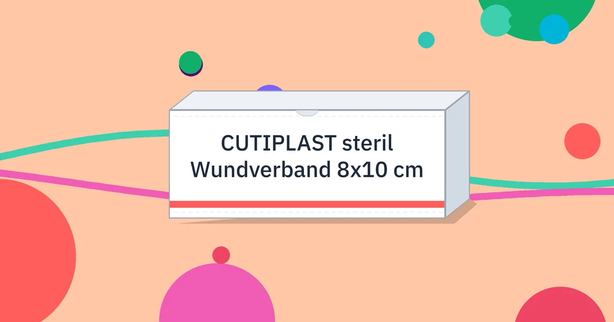 Symbolbild: Packung mit der Aufschrift CUTIPLAST steril Wundverband 8x10 cm (PZN 06425226) – Verfügbarkeit und Bezug in Apotheken in Frankfurt am Main