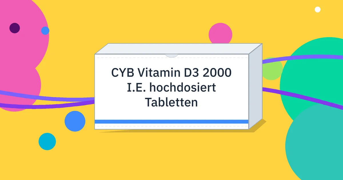 Symbolbild: Packung mit der Aufschrift CYB Vitamin D3 2000 I.E. hochdosiert Tabletten (PZN 18492506) – Verfügbarkeit und Bezug in Apotheken in Frankfurt am Main