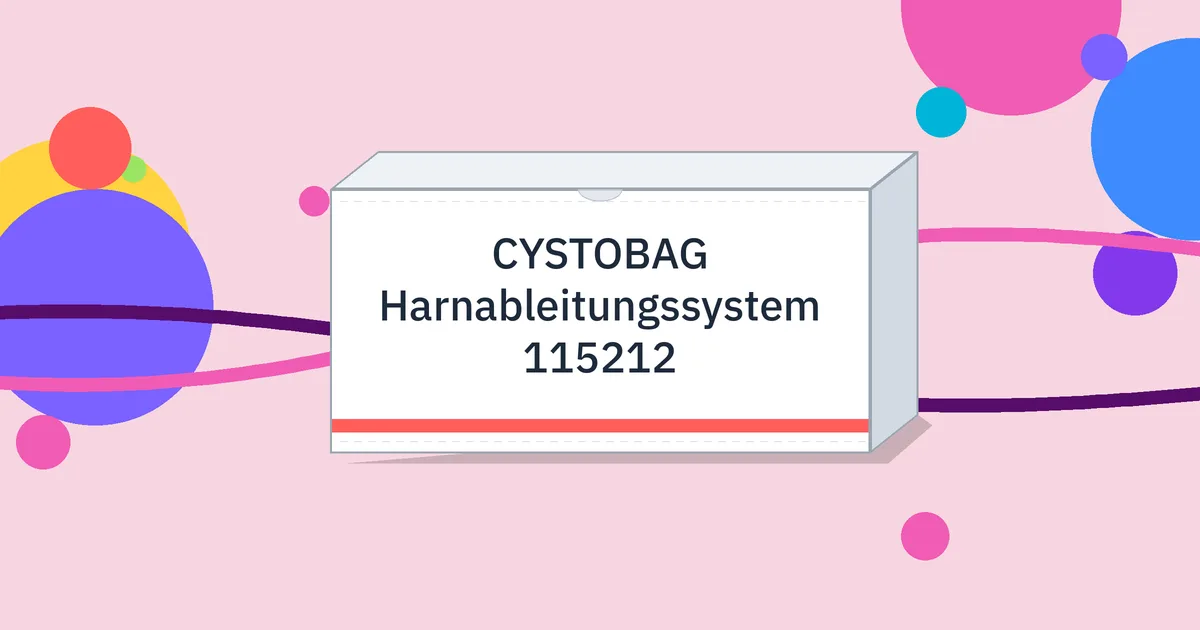 Symbolbild: Packung mit der Aufschrift CYSTOBAG Harnableitungssystem 115212 (PZN 00880952) – Verfügbarkeit und Bezug in Apotheken in Frankfurt am Main