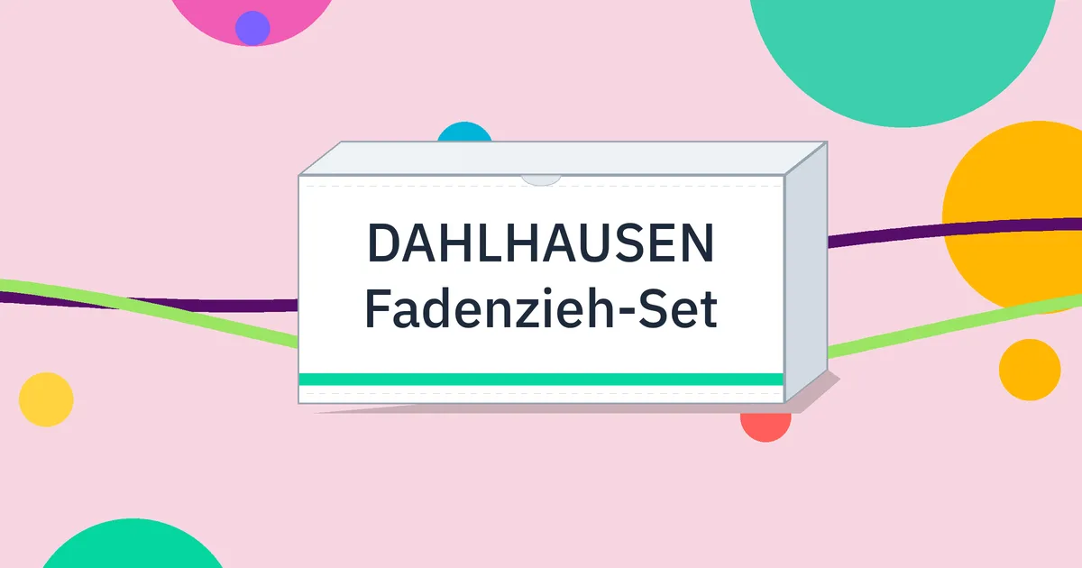Symbolbild: Packung mit der Aufschrift DAHLHAUSEN Fadenzieh-Set (PZN 08825852) – Verfügbarkeit und Bezug in Apotheken in Frankfurt am Main