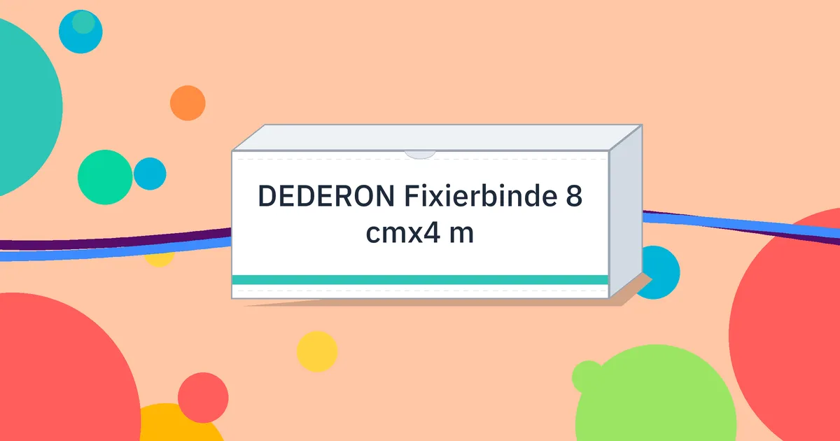 Symbolbild: Packung mit der Aufschrift DEDERON Fixierbinde 8 cmx4 m (PZN 20364454) – Verfügbarkeit und Bezug in Apotheken in Frankfurt am Main