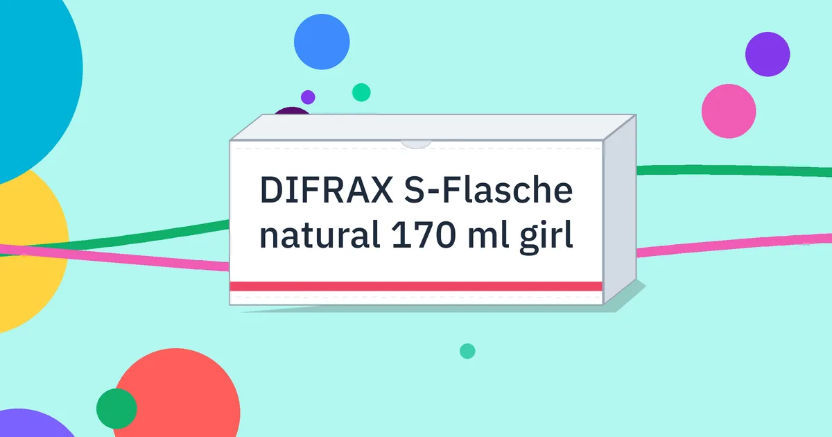 Symbolbild: Packung mit der Aufschrift DIFRAX S-Flasche natural 170 ml girl (PZN 12517903) – Verfügbarkeit und Bezug in Apotheken in Frankfurt am Main