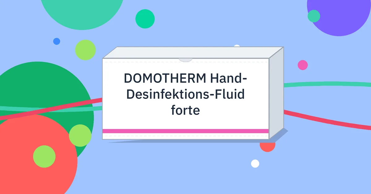 Symbolbild: Packung mit der Aufschrift DOMOTHERM Hand-Desinfektions-Fluid forte (PZN 20174541) – Verfügbarkeit und Bezug in Apotheken in Frankfurt am Main