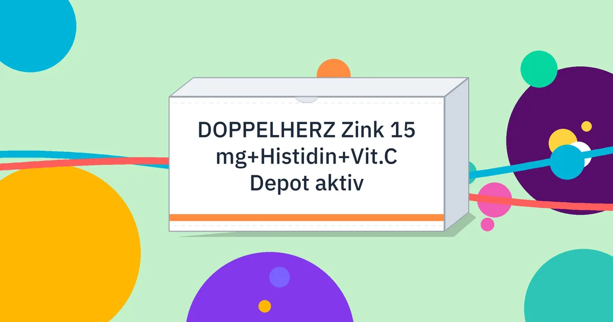 Symbolbild: Packung mit der Aufschrift DOPPELHERZ Zink 15 mg+Histidin+Vit.C Depot aktiv (PZN 02898732) – Verfügbarkeit und Bezug in Apotheken in Frankfurt am Main