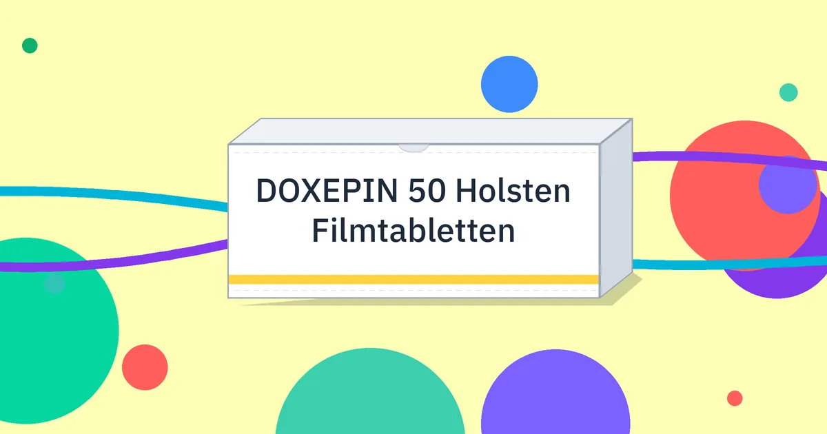 Symbolbild: Packung mit der Aufschrift DOXEPIN 50 Holsten Filmtabletten (PZN 06330566) – Verfügbarkeit und Bezug in Apotheken in Frankfurt am Main