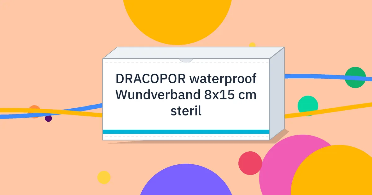 Symbolbild: Packung mit der Aufschrift DRACOPOR waterproof Wundverband 8x15 cm steril (PZN 12749200) – Verfügbarkeit und Bezug in Apotheken in Frankfurt am Main