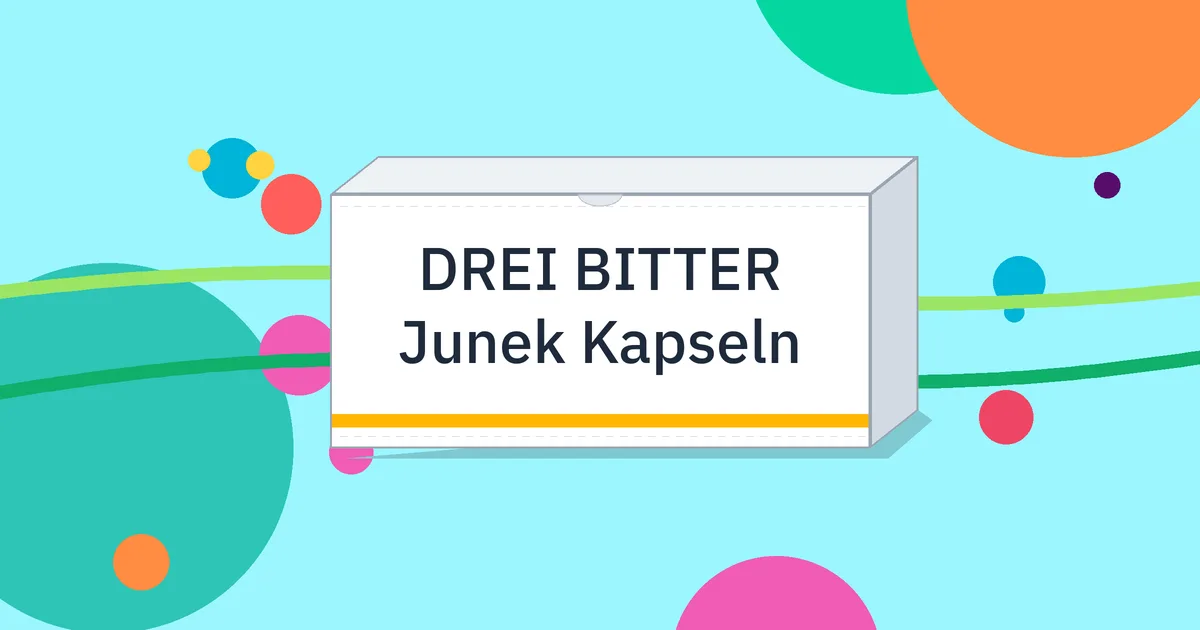 Symbolbild: Packung mit der Aufschrift DREI BITTER Junek Kapseln (PZN 01041969) – Verfügbarkeit und Bezug in Apotheken in Frankfurt am Main