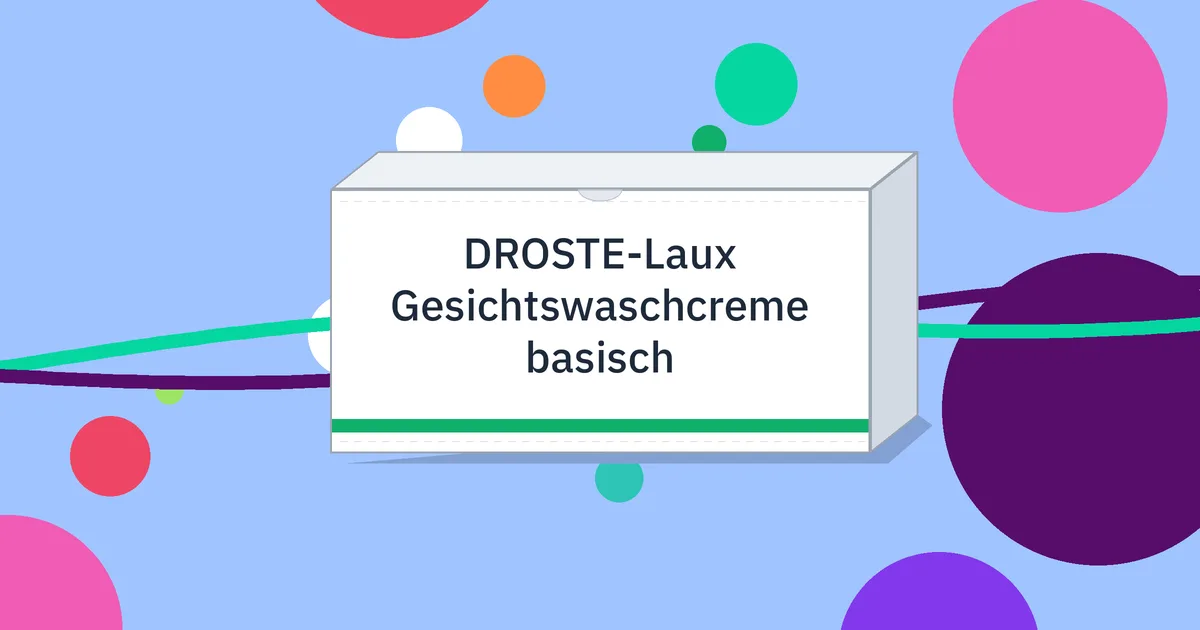 Symbolbild: Packung mit der Aufschrift DROSTE-Laux Gesichtswaschcreme basisch (PZN 01900467) – Verfügbarkeit und Bezug in Apotheken in Frankfurt am Main