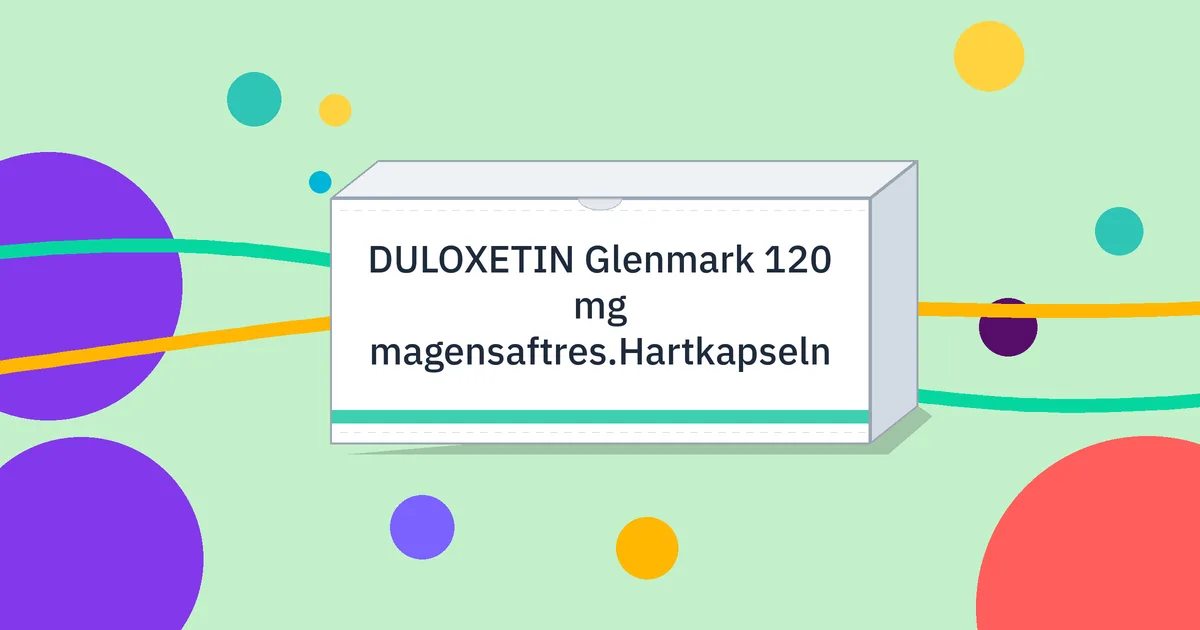 Symbolbild: Packung mit der Aufschrift DULOXETIN Glenmark 120 mg magensaftres.Hartkapseln (PZN 18131984) – Verfügbarkeit und Bezug in Apotheken in Frankfurt am Main