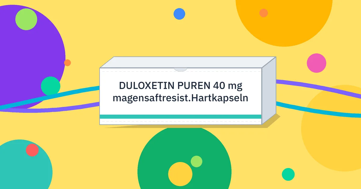 Symbolbild: Packung mit der Aufschrift DULOXETIN PUREN 40 mg magensaftresist.Hartkapseln (PZN 12471791) – Verfügbarkeit und Bezug in Apotheken in Frankfurt am Main