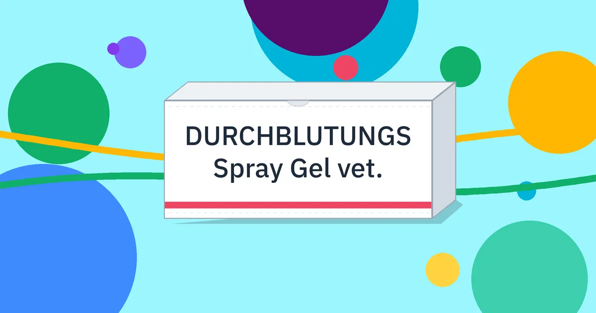 Symbolbild: Packung mit der Aufschrift DURCHBLUTUNGS Spray Gel vet. (PZN 16007926) – Verfügbarkeit und Bezug in Apotheken in Frankfurt am Main