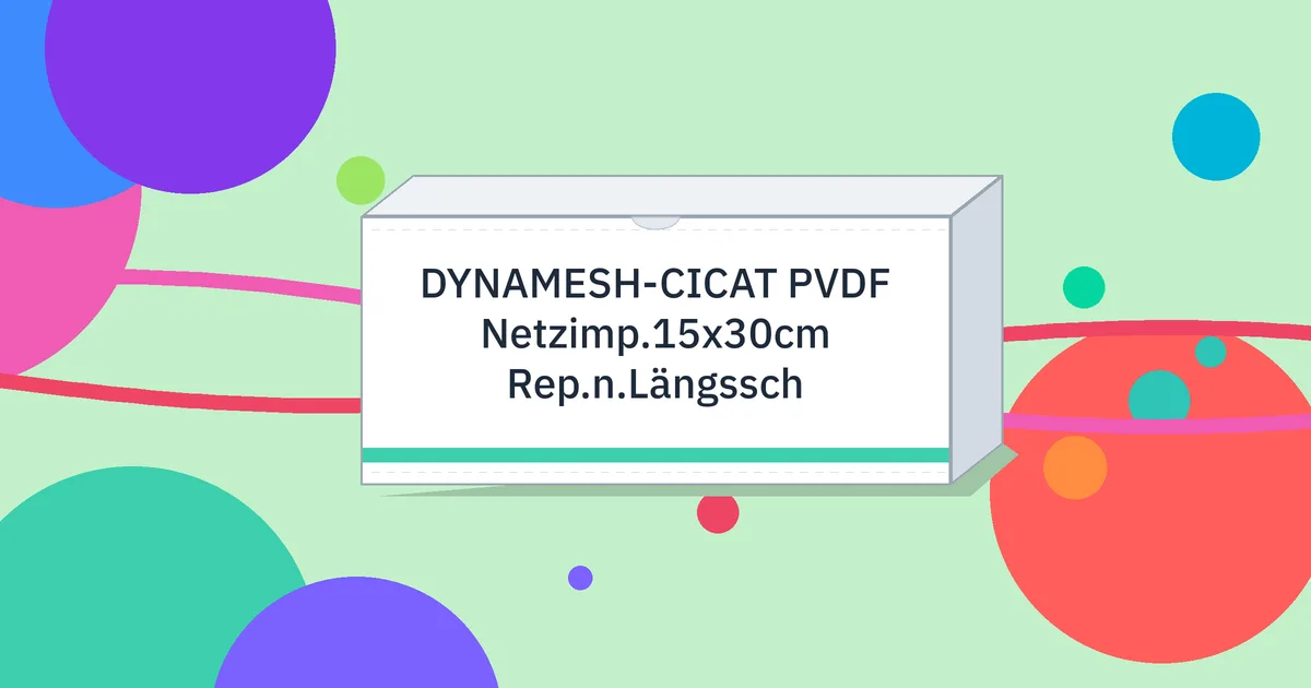 Symbolbild: Packung mit der Aufschrift DYNAMESH-CICAT PVDF Netzimp.15x30cm Rep.n.Längssch (PZN 19389845) – Verfügbarkeit und Bezug in Apotheken in Frankfurt am Main