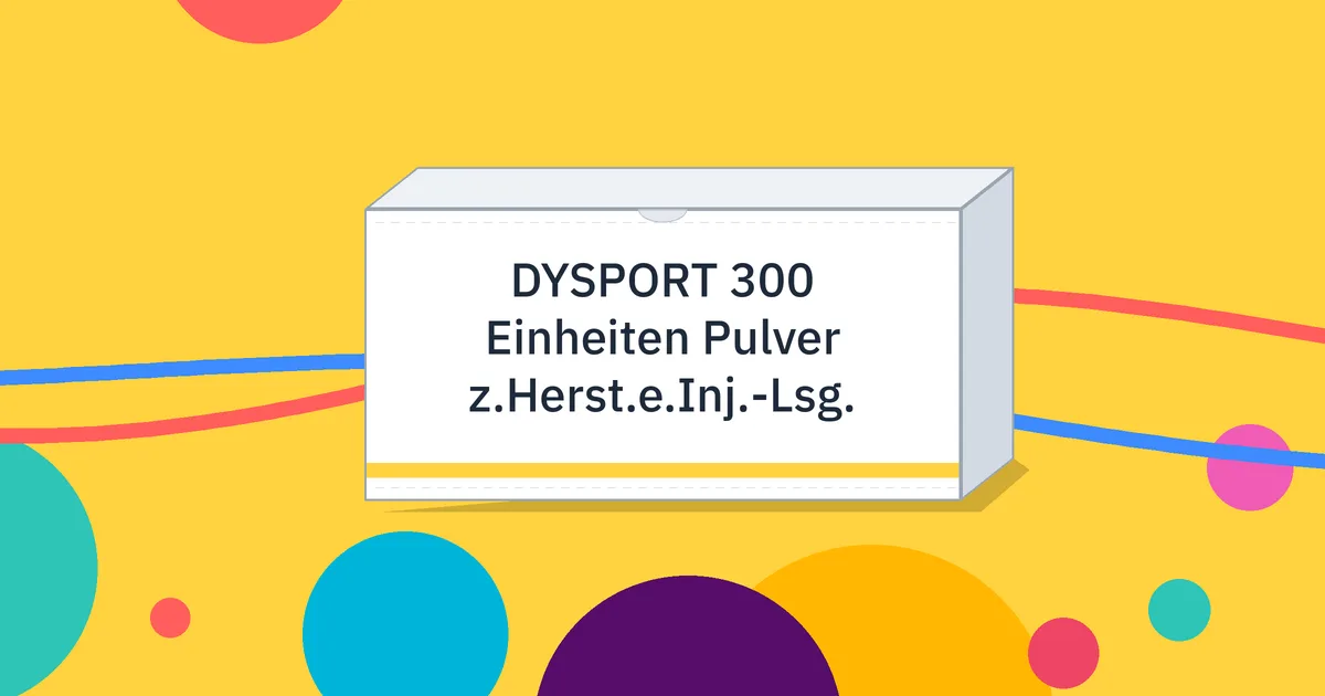 Symbolbild: Packung mit der Aufschrift DYSPORT 300 Einheiten Pulver z.Herst.e.Inj.-Lsg. (PZN 13346415) – Verfügbarkeit und Bezug in Apotheken in Frankfurt am Main