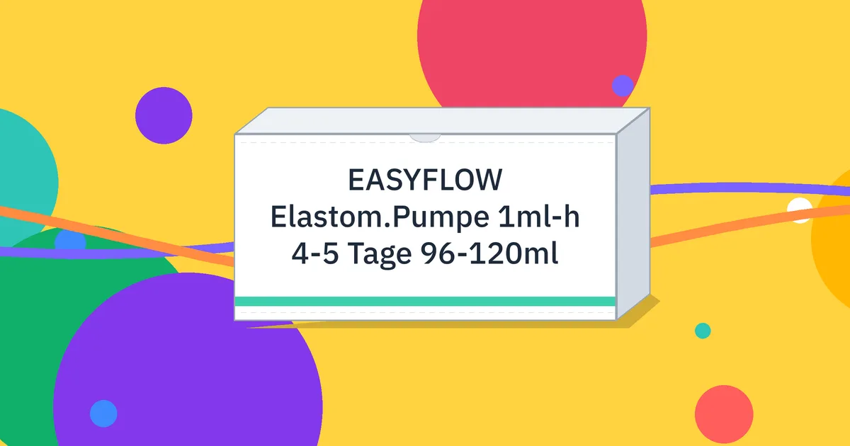 Symbolbild: Packung mit der Aufschrift EASYFLOW Elastom.Pumpe 1ml-h 4-5 Tage 96-120ml (PZN 19789220) – Verfügbarkeit und Bezug in Apotheken in Frankfurt am Main