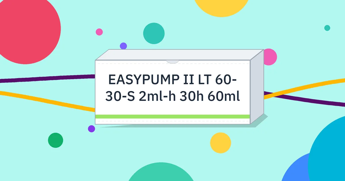 Symbolbild: Packung mit der Aufschrift EASYPUMP II LT 60-30-S 2ml-h 30h 60ml (PZN 20188164) – Verfügbarkeit und Bezug in Apotheken in Frankfurt am Main