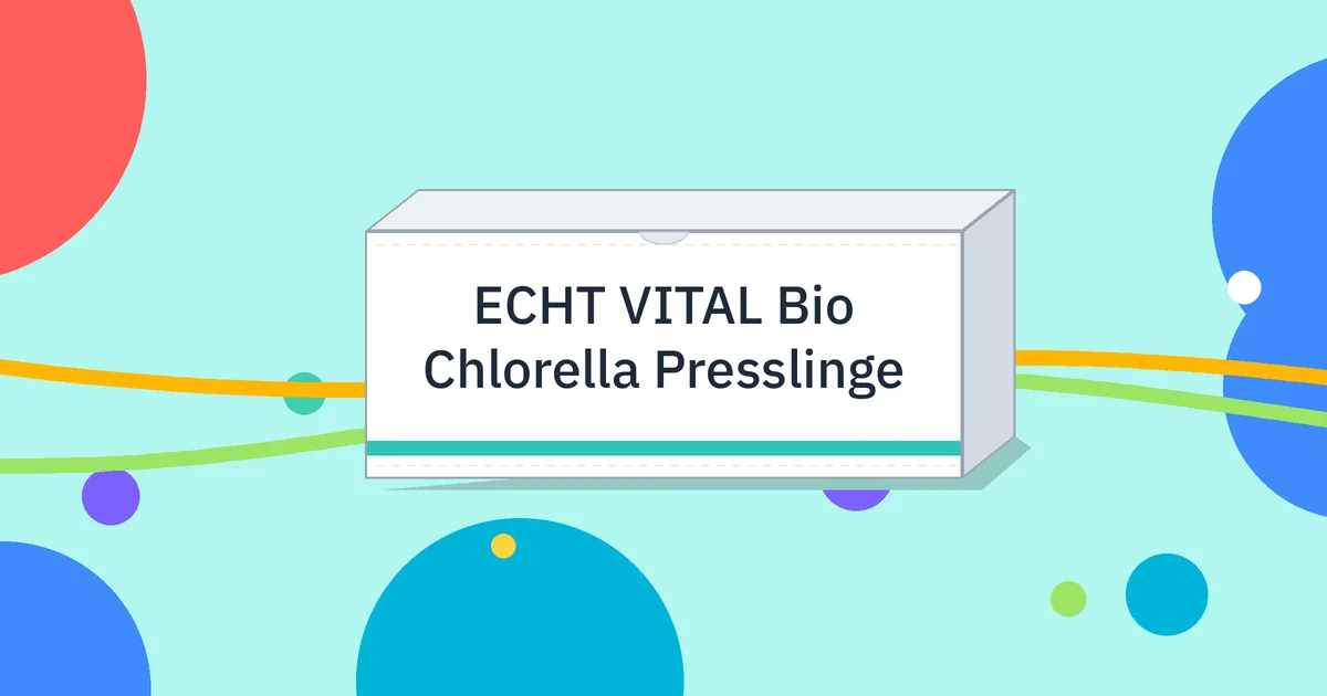 Symbolbild: Packung mit der Aufschrift ECHT VITAL Bio Chlorella Presslinge (PZN 16850700) – Verfügbarkeit und Bezug in Apotheken in Frankfurt am Main