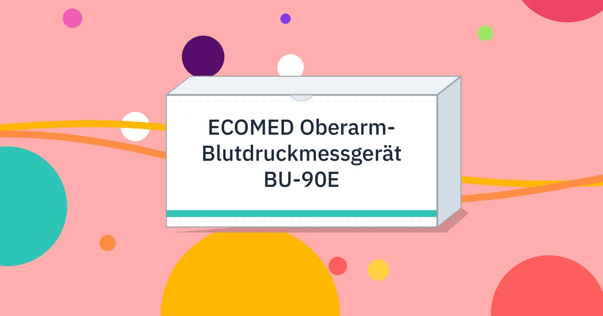 Symbolbild: Packung mit der Aufschrift ECOMED Oberarm-Blutdruckmessgerät BU-90E (PZN 09888607) – Verfügbarkeit und Bezug in Apotheken in Frankfurt am Main