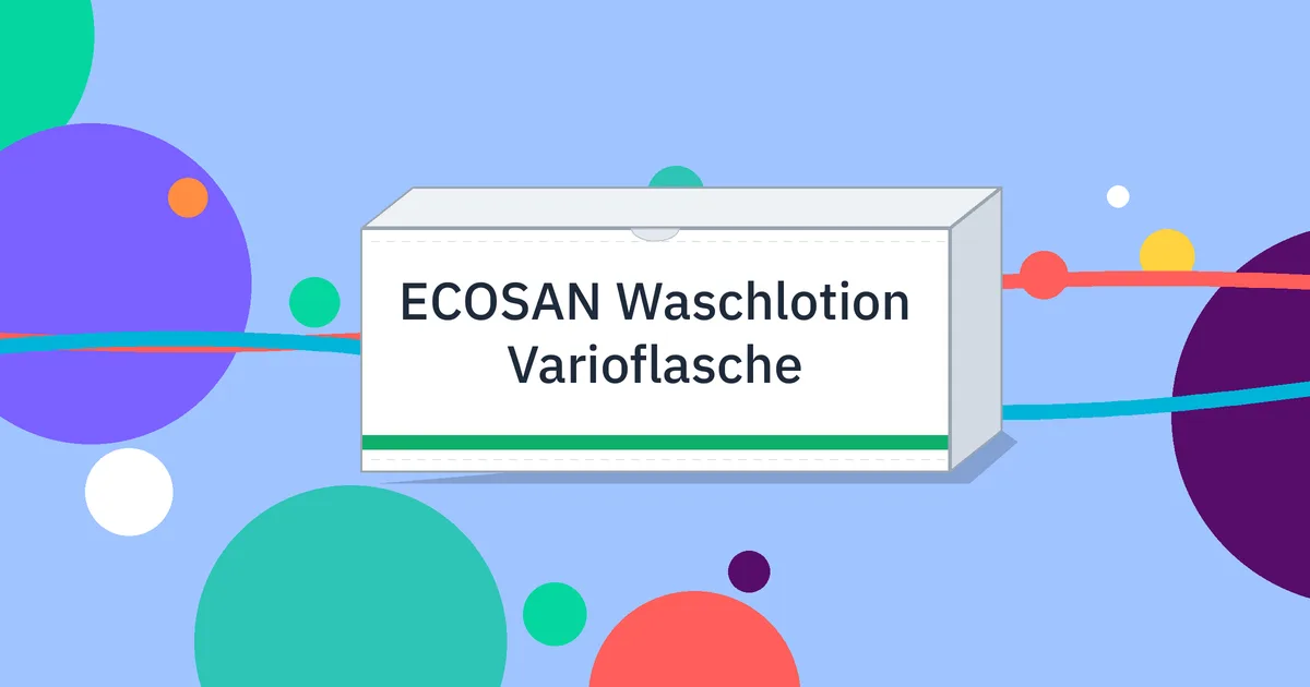 Symbolbild: Packung mit der Aufschrift ECOSAN Waschlotion Varioflasche (PZN 19367051) – Verfügbarkeit und Bezug in Apotheken in Frankfurt am Main