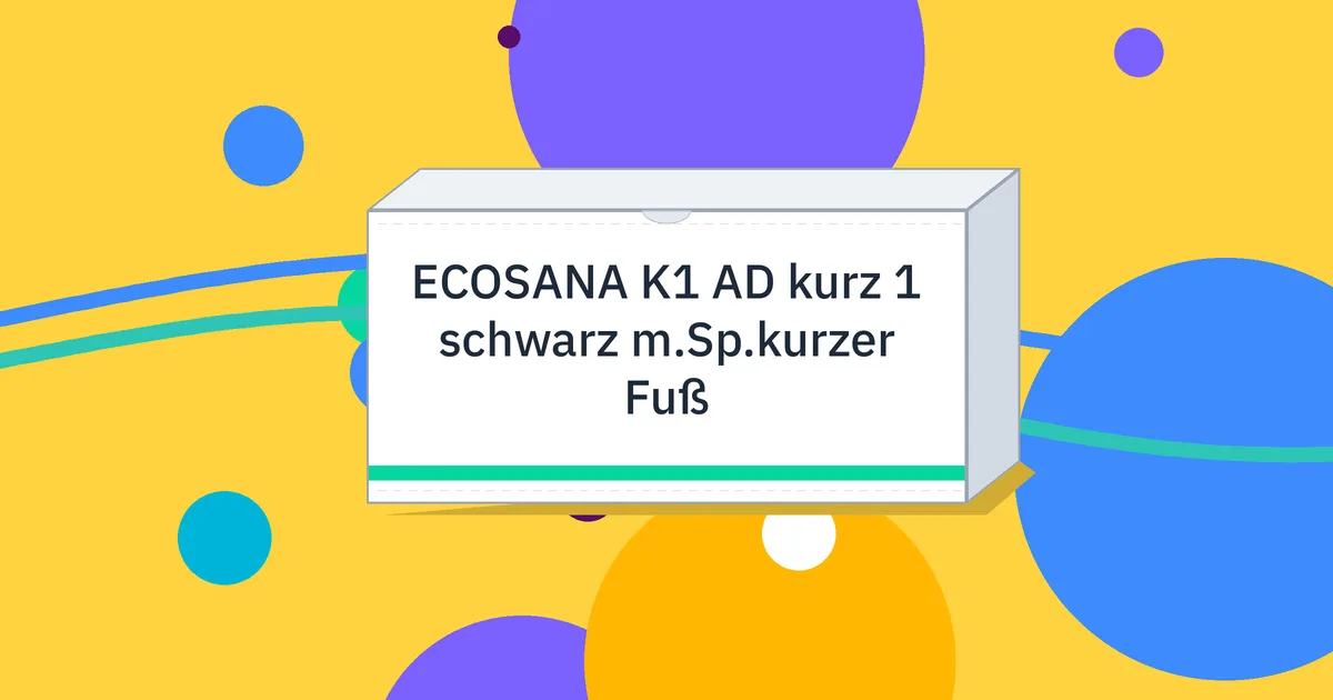 Symbolbild: Packung mit der Aufschrift ECOSANA K1 AD kurz 1 schwarz m.Sp.kurzer Fuß (PZN 04724232) – Verfügbarkeit und Bezug in Apotheken in Frankfurt am Main