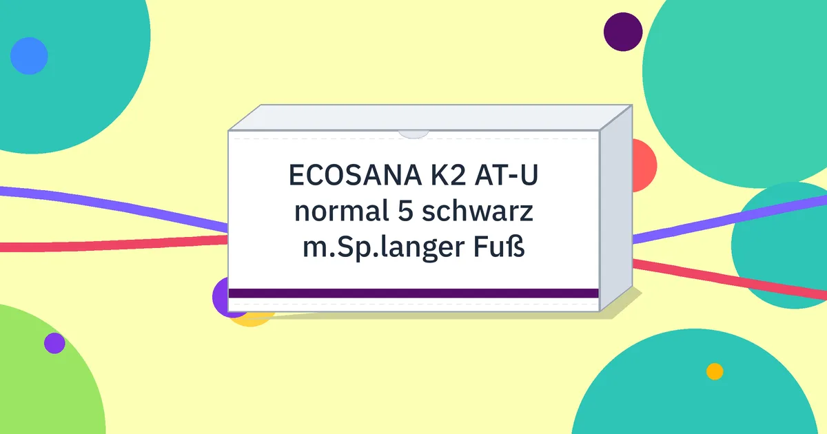 Symbolbild: Packung mit der Aufschrift ECOSANA K2 AT-U normal 5 schwarz m.Sp.langer Fuß (PZN 10956509) – Verfügbarkeit und Bezug in Apotheken in Frankfurt am Main