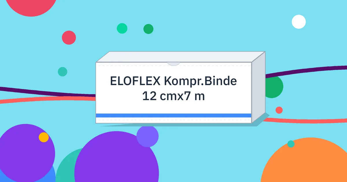 Symbolbild: Packung mit der Aufschrift ELOFLEX Kompr.Binde 12 cmx7 m (PZN 04692029) – Verfügbarkeit und Bezug in Apotheken in Frankfurt am Main