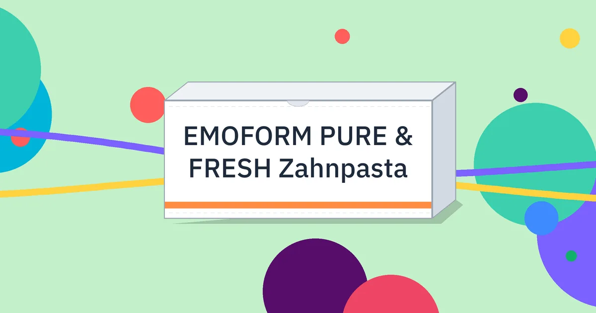 Symbolbild: Packung mit der Aufschrift EMOFORM PURE & FRESH Zahnpasta (PZN 17599018) – Verfügbarkeit und Bezug in Apotheken in Frankfurt am Main