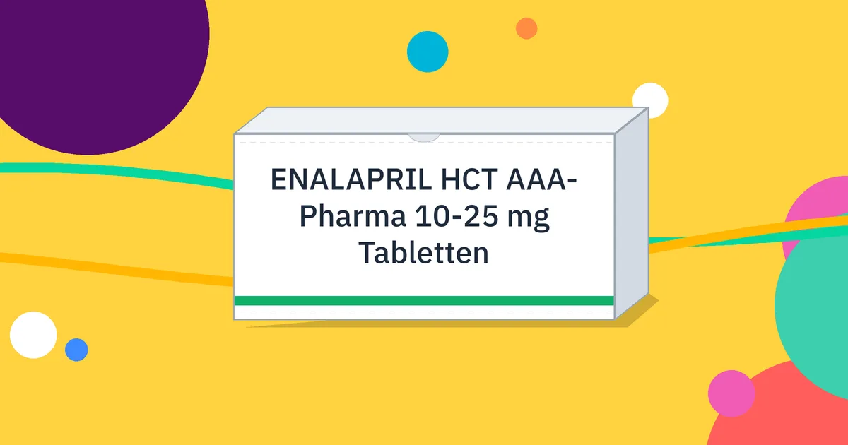 Symbolbild: Packung mit der Aufschrift ENALAPRIL HCT AAA-Pharma 10-25 mg Tabletten (PZN 00451926) – Verfügbarkeit und Bezug in Apotheken in Frankfurt am Main
