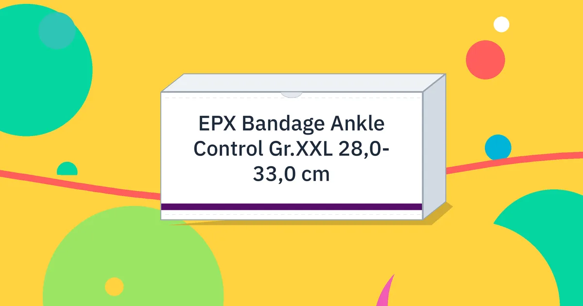 Symbolbild: Packung mit der Aufschrift EPX Bandage Ankle Control Gr.XXL 28,0-33,0 cm (PZN 08919820) – Verfügbarkeit und Bezug in Apotheken in Frankfurt am Main