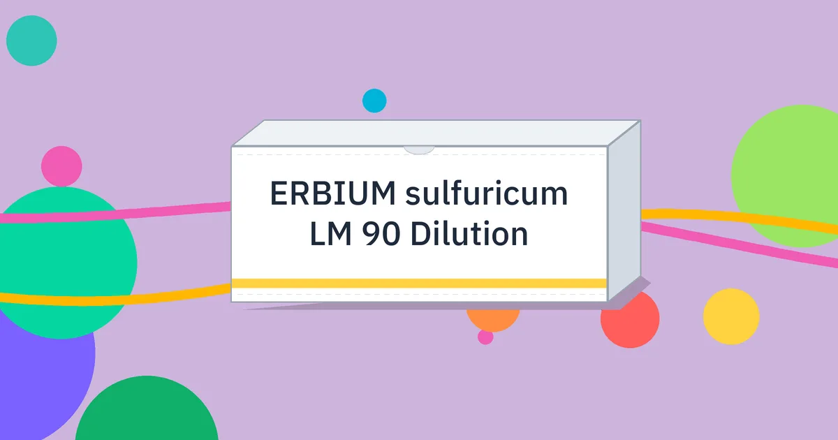 Symbolbild: Packung mit der Aufschrift ERBIUM sulfuricum LM 90 Dilution (PZN 13474159) – Verfügbarkeit und Bezug in Apotheken in Frankfurt am Main