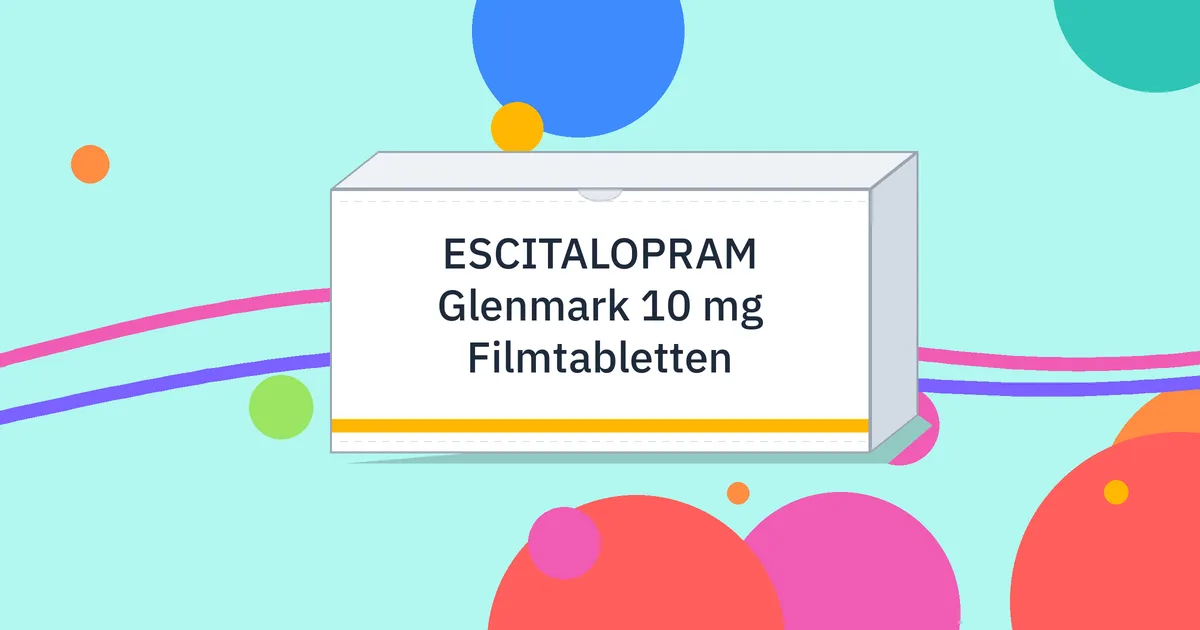 Symbolbild: Packung mit der Aufschrift ESCITALOPRAM Glenmark 10 mg Filmtabletten (PZN 10353277) – Verfügbarkeit und Bezug in Apotheken in Frankfurt am Main
