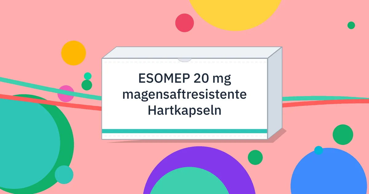 Symbolbild: Packung mit der Aufschrift ESOMEP 20 mg magensaftresistente Hartkapseln (PZN 18448959) – Verfügbarkeit und Bezug in Apotheken in Frankfurt am Main