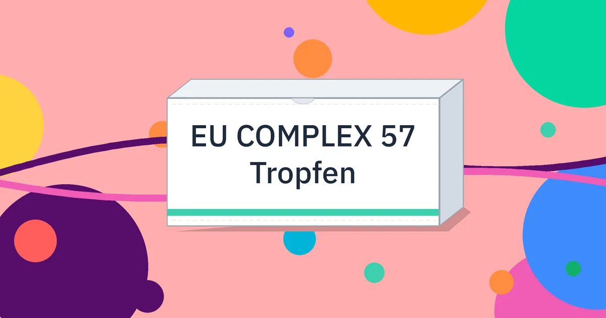Symbolbild: Packung mit der Aufschrift EU COMPLEX 57 Tropfen (PZN 18162329) – Verfügbarkeit und Bezug in Apotheken in Frankfurt am Main