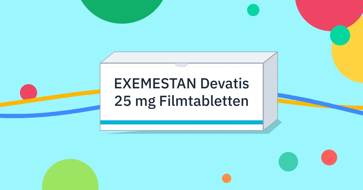 Symbolbild: Packung mit der Aufschrift EXEMESTAN Devatis 25 mg Filmtabletten (PZN 11483958) – Verfügbarkeit und Bezug in Apotheken in Frankfurt am Main